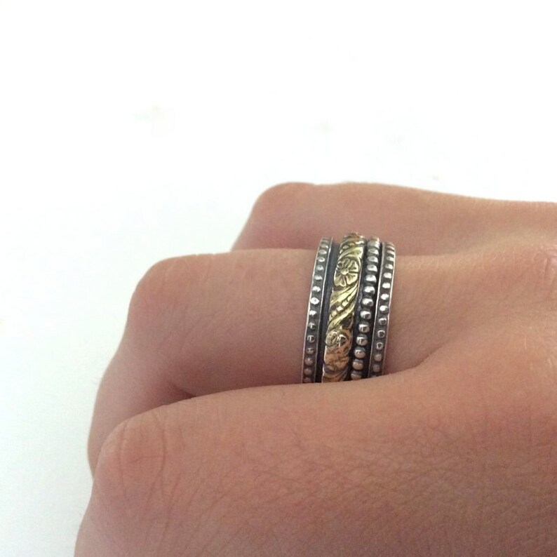 Spinner ring women fidget ring Sterling silver brass | Etsy