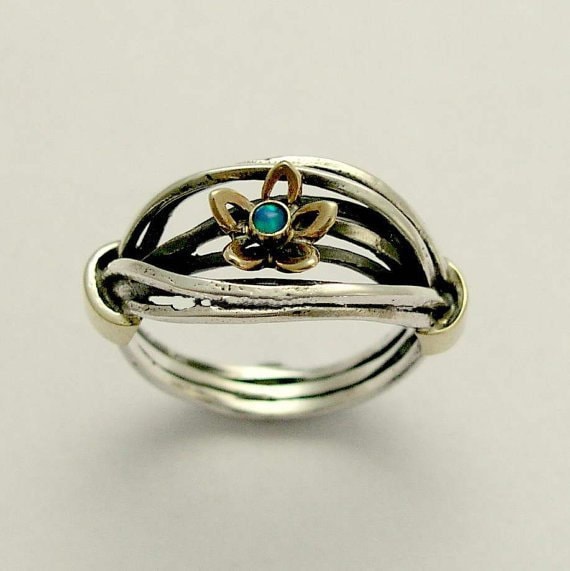 Opal Ring Wire Wrap Ring Sterling Silver Ring Flower Ring - Etsy