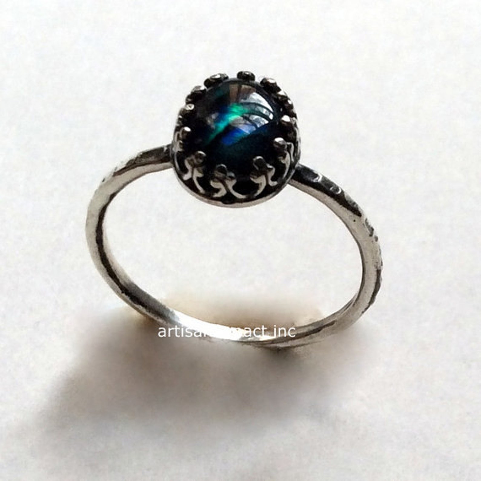 Blue Shell Ring Sterling Silver Ring Engagement Ring Dainty - Etsy