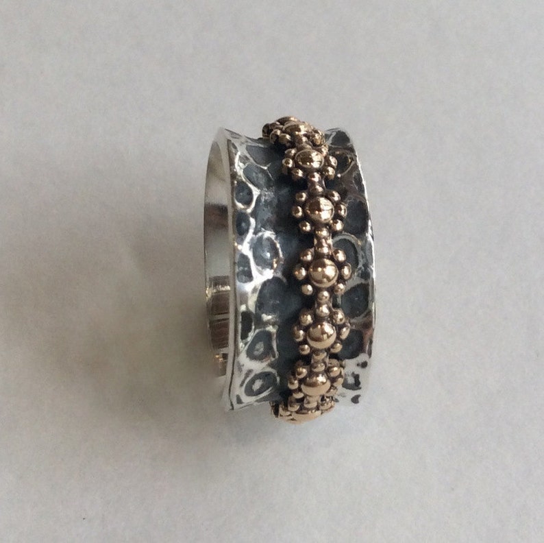 Spinner Ring Women, Sterling Silver Ring, Thin Floral Ring, Boho ...