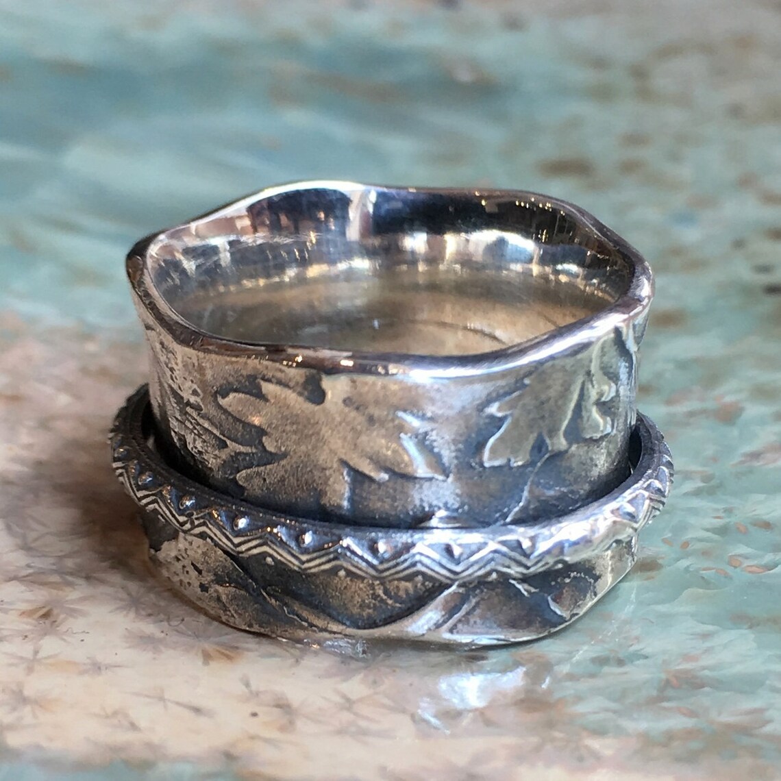 Botanical Ring, Leaves Ring, Wedding Band, Sterling Silver Band ...