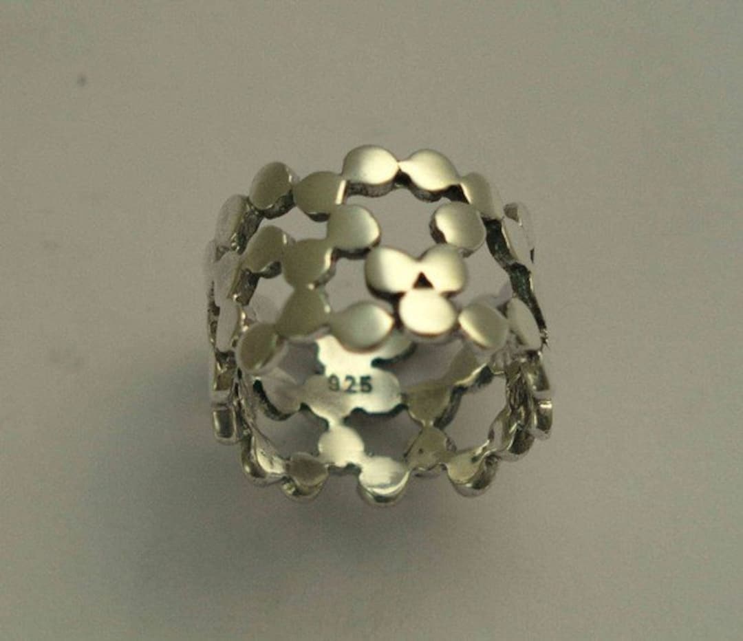 Silver Wedding Band, Dotted Band, Wide Ring, Wide Silver Band, Shiny ...
