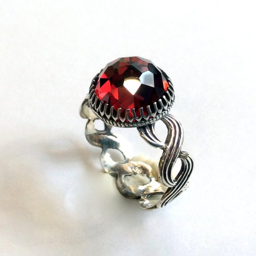 Sterling Silver Ring, Oxidized Ring, Silver Stone Ring, Engagement Ring ...