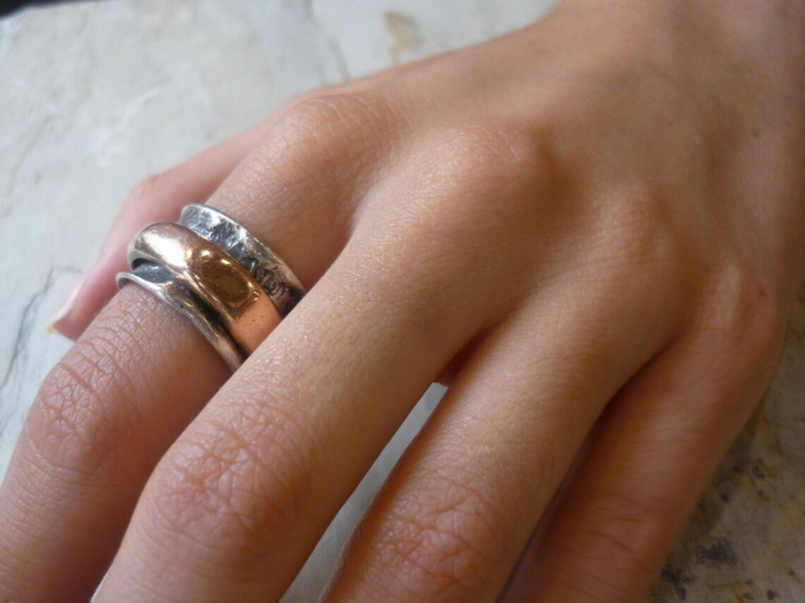 Rustic Wedding Band Spinner Ring Fidget Wedding Ring Silver | Etsy