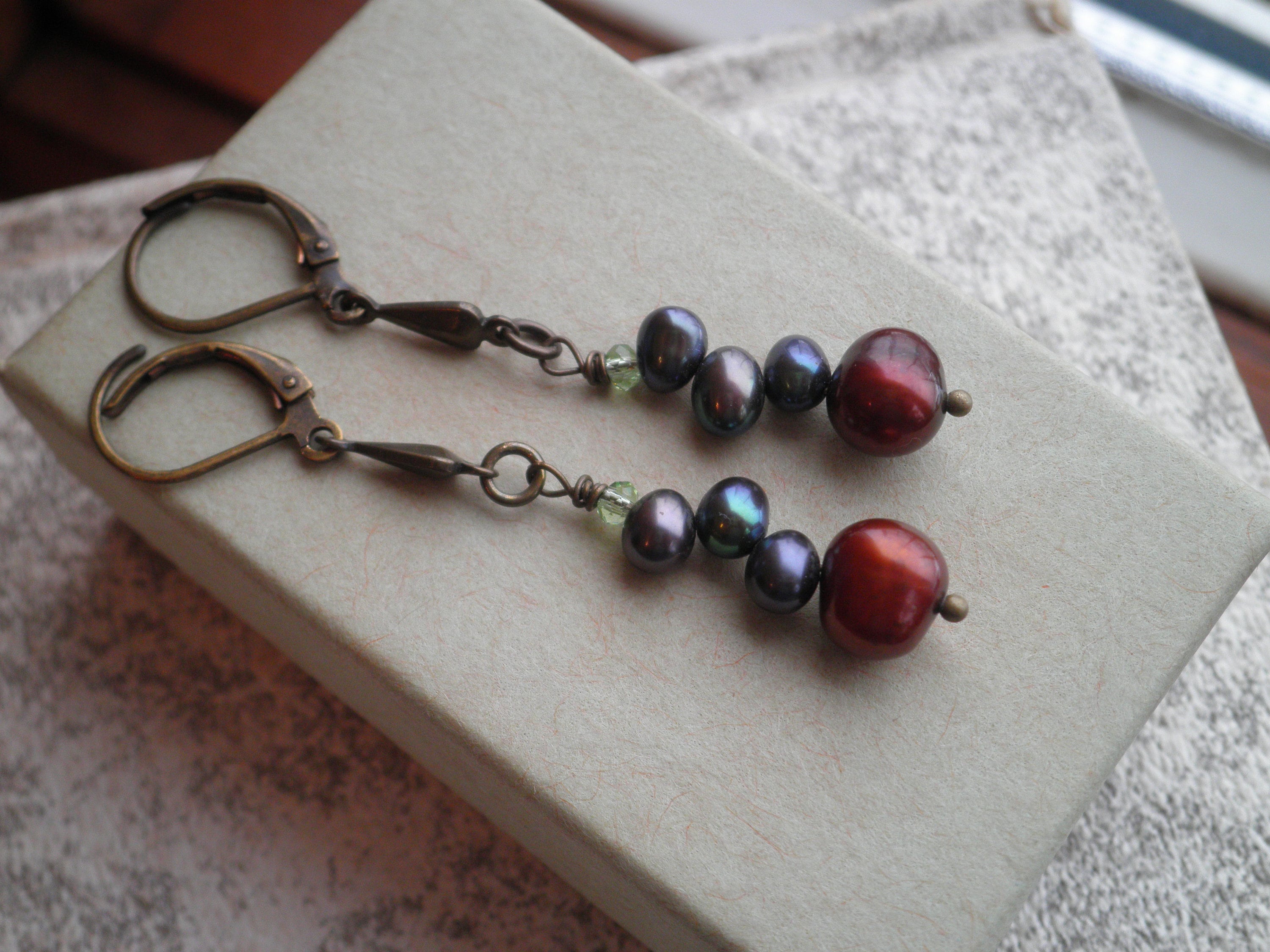 Pearl Dangle Earrings Bohemian Pearls Long Dangles Purple - Etsy
