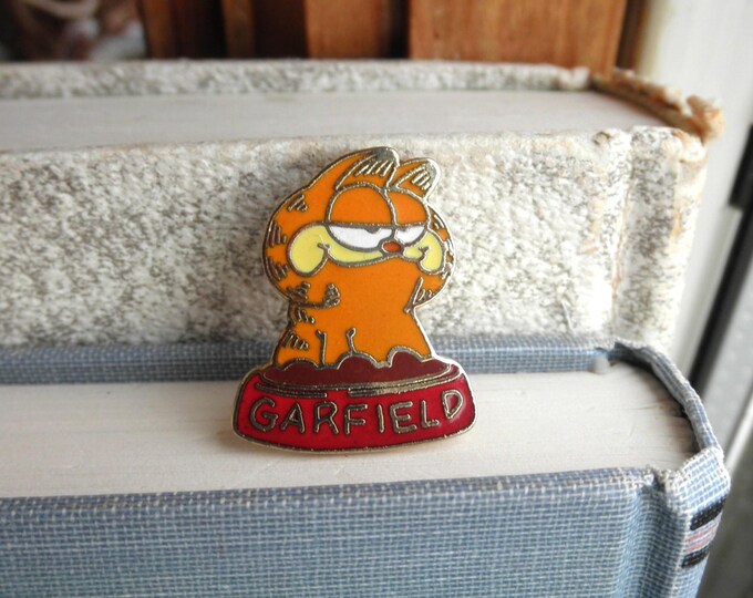 Vintage Garfield Pin - 1980s Enamel / Cloisonne Garfield Head Pin ...