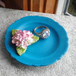 Blue Floral Ring Dish Jewelry / Plate Vintage Porcelain - Etsy