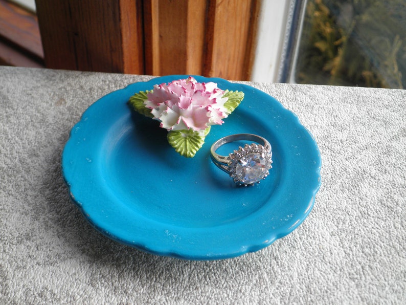 Blue Floral Ring Dish Jewelry / Plate Vintage Porcelain - Etsy