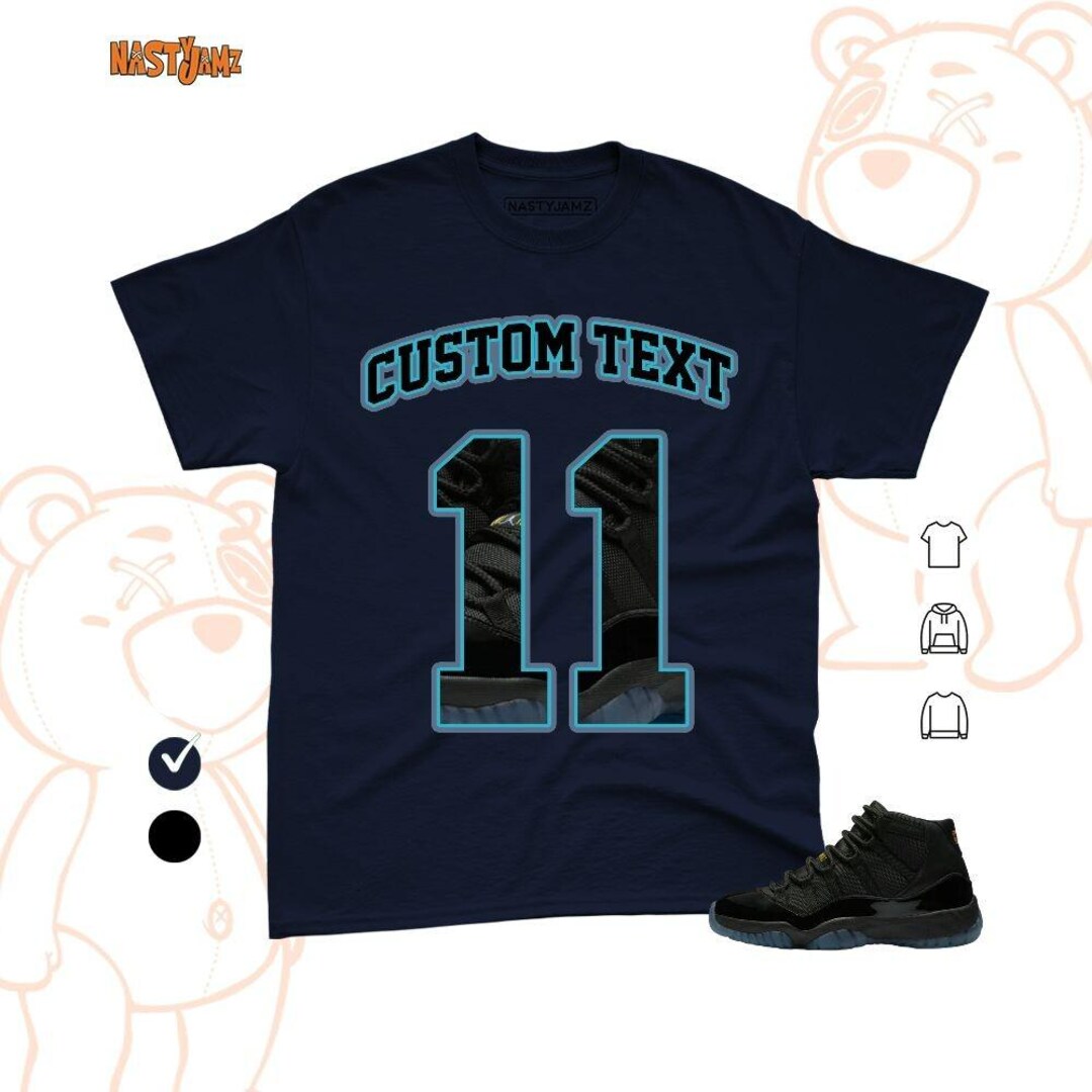 Number CLP Number 11 CM11 Custom Text AJ 11 Gamma Blue Shirt Match ...