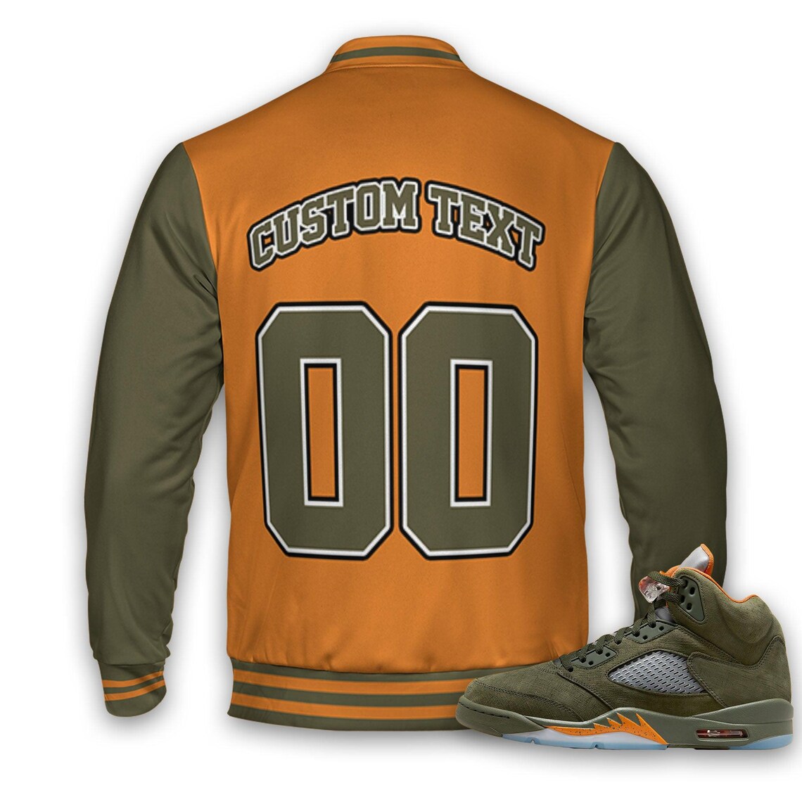 Jordan 5 Olive Unisex Varsity Jacket, BER Hustle All Day Varsity Custom ...