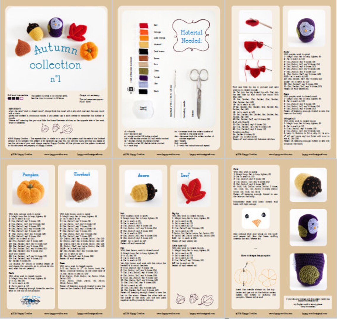 Crochet Pattern Autumn Collection N1 Amigurumi Toys | Etsy