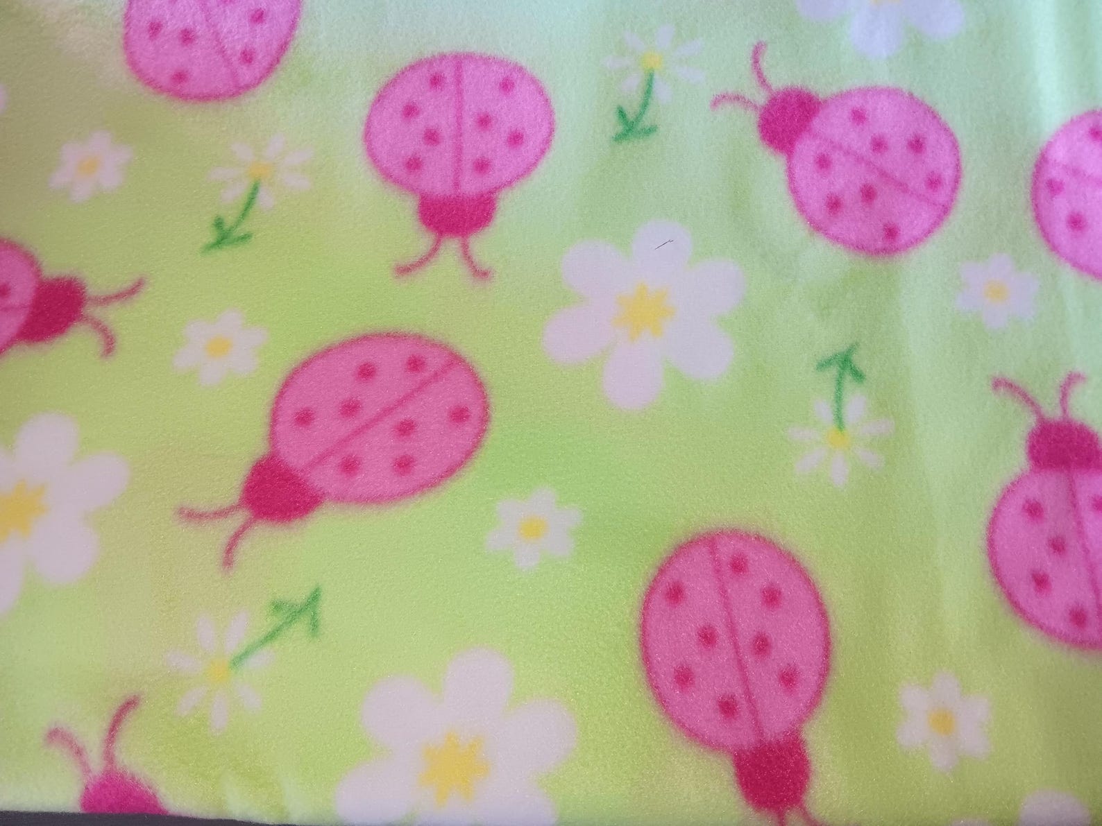 Lite Green Soft Cotton Fleece Fabric With Lady Bugs. 52 X 25 Inches. - Etsy