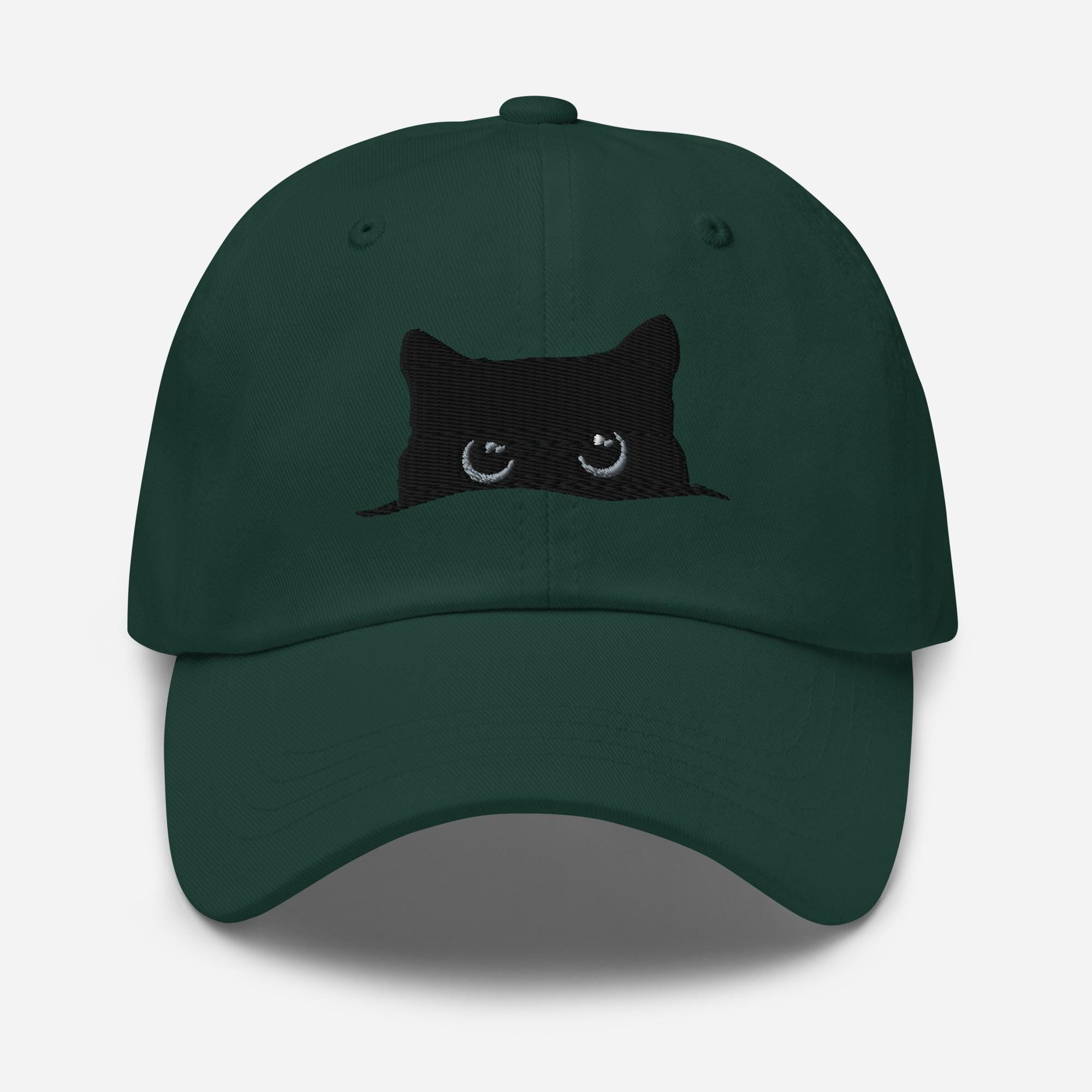 Cat Embroidered Baseball Hat Cute Cat Gift Black Cat Shirt Cat Peeking ...