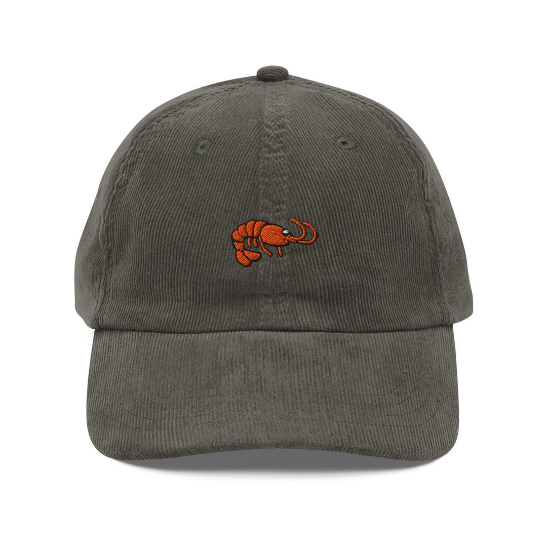 Shrimp Prawns Cap Embroidered Vintage Corduroy Cap Prawn Ocean Fishing ...