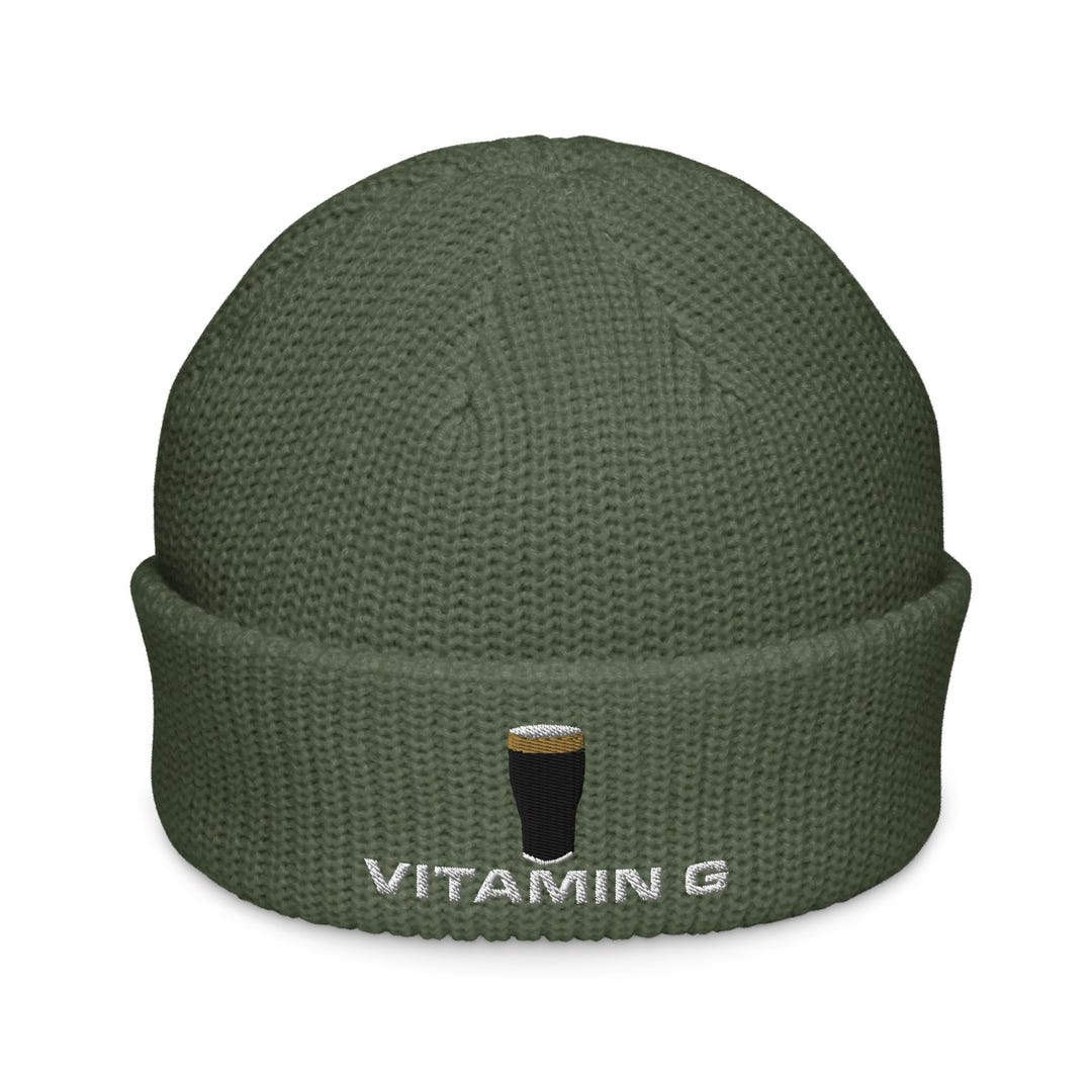 Vitamin G Guinness Pint Hat Embroidery Fisherman Beanie Hat Ireland ...