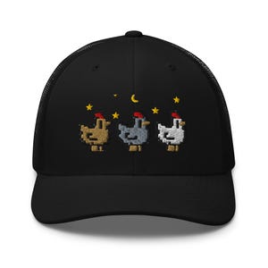 Stardew Valley Chicken Gaming Merch Embroidery Trucker Cap Pixel ...