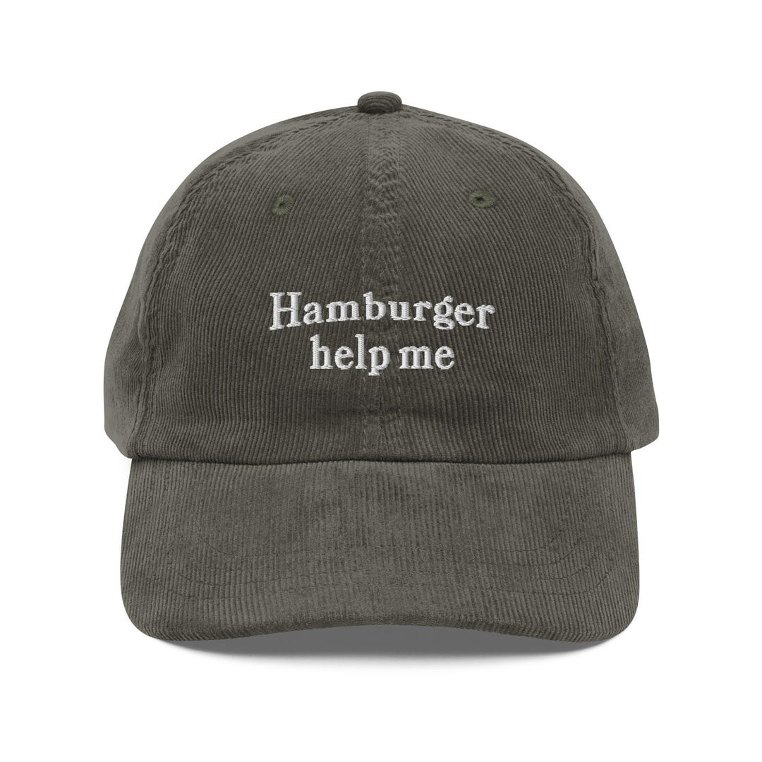 Hamburger Help Me Embroidery Vintage Corduroy Cap Foodie Gifts ...