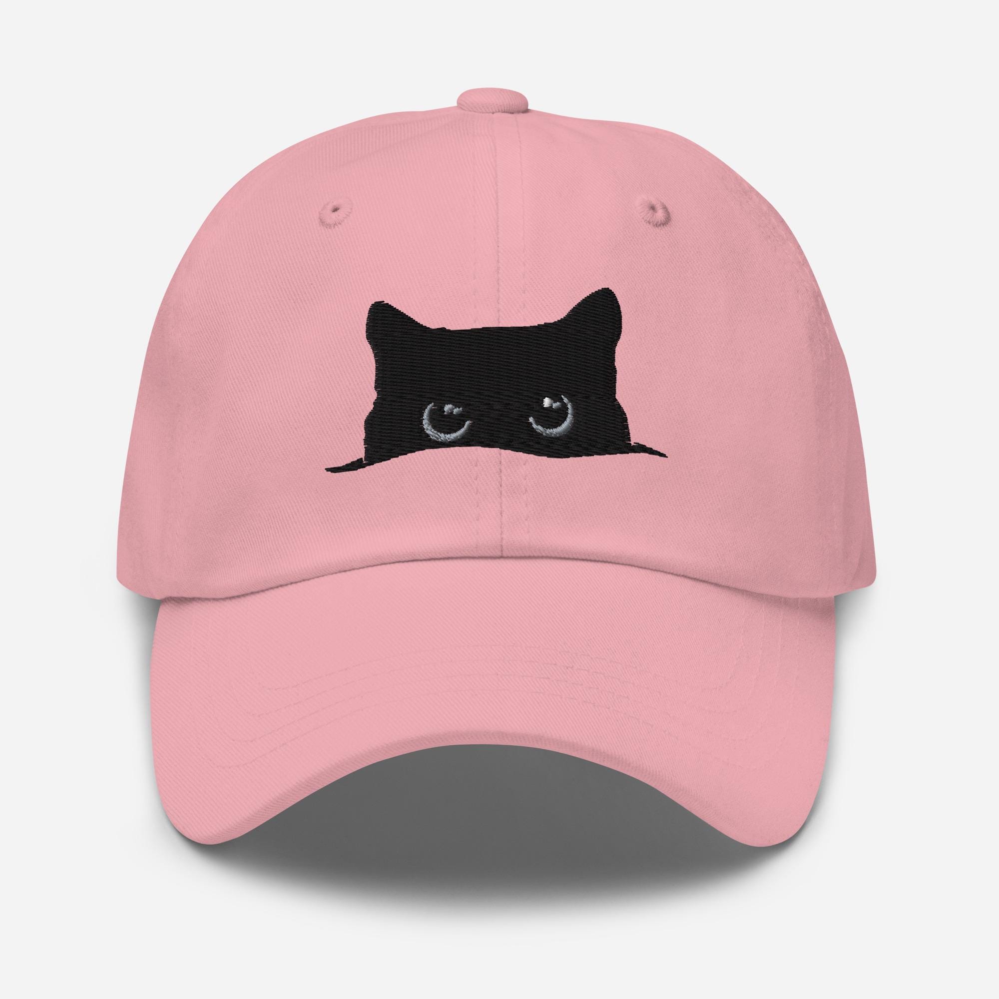 Cat Embroidered Baseball Hat Cute Cat Gift Black Cat Shirt Cat Peeking ...