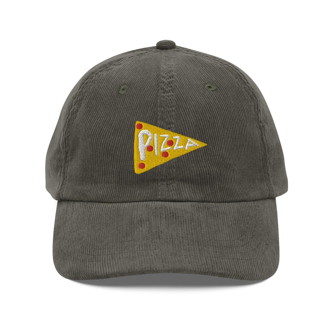 Pizza Slice Design Embroidery Vintage Corduroy Cap Chef Gift Best ...