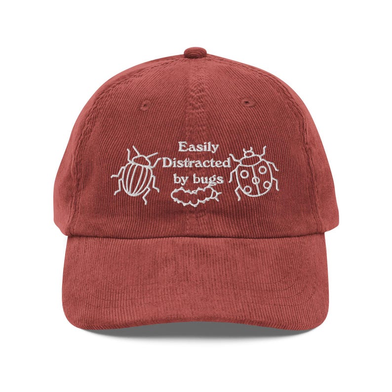 Easily Distracted by Bugs Embroidered Vintage Corduroy Cap Entomology ...