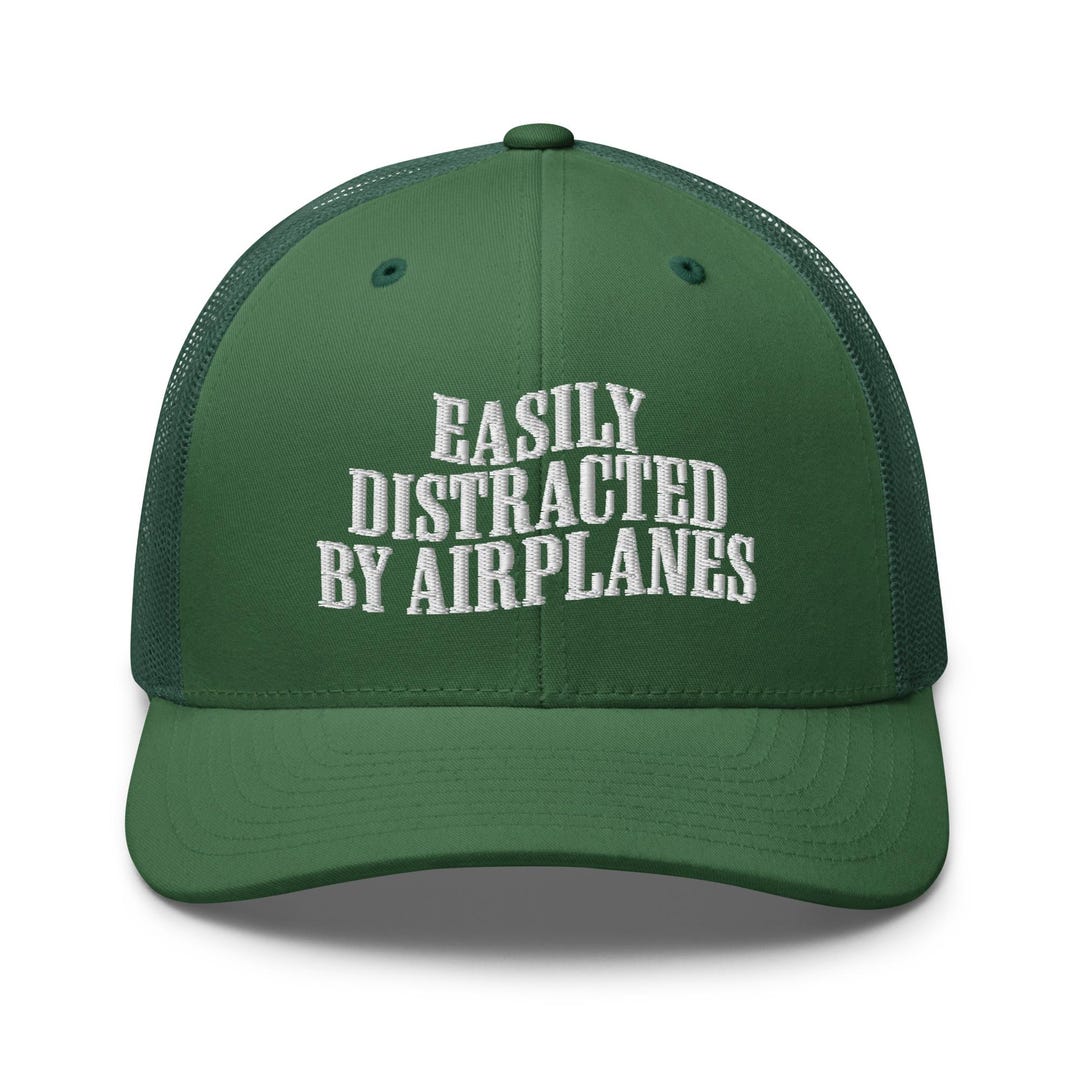 Gorra de camionero con bordado de avión divertido que se distrae ...