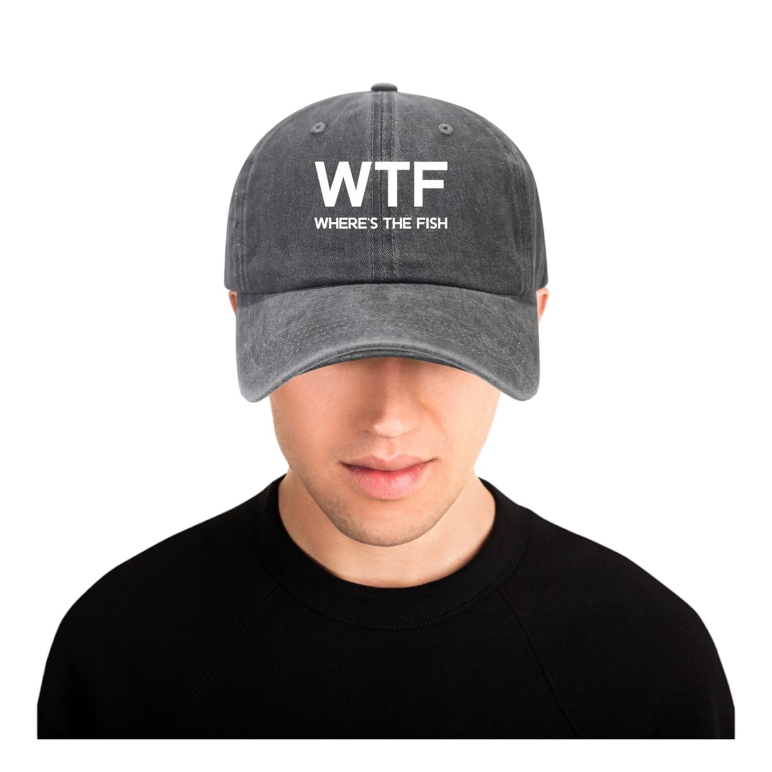 Fishing Gifts Wtf Where's the Fish Hat Print Design Bass Trout Fly ...