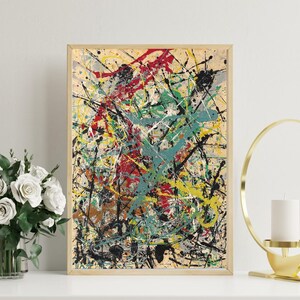 Dynamic Abstract Expressionist Canvas Vibrant Splatter Art for Modern ...