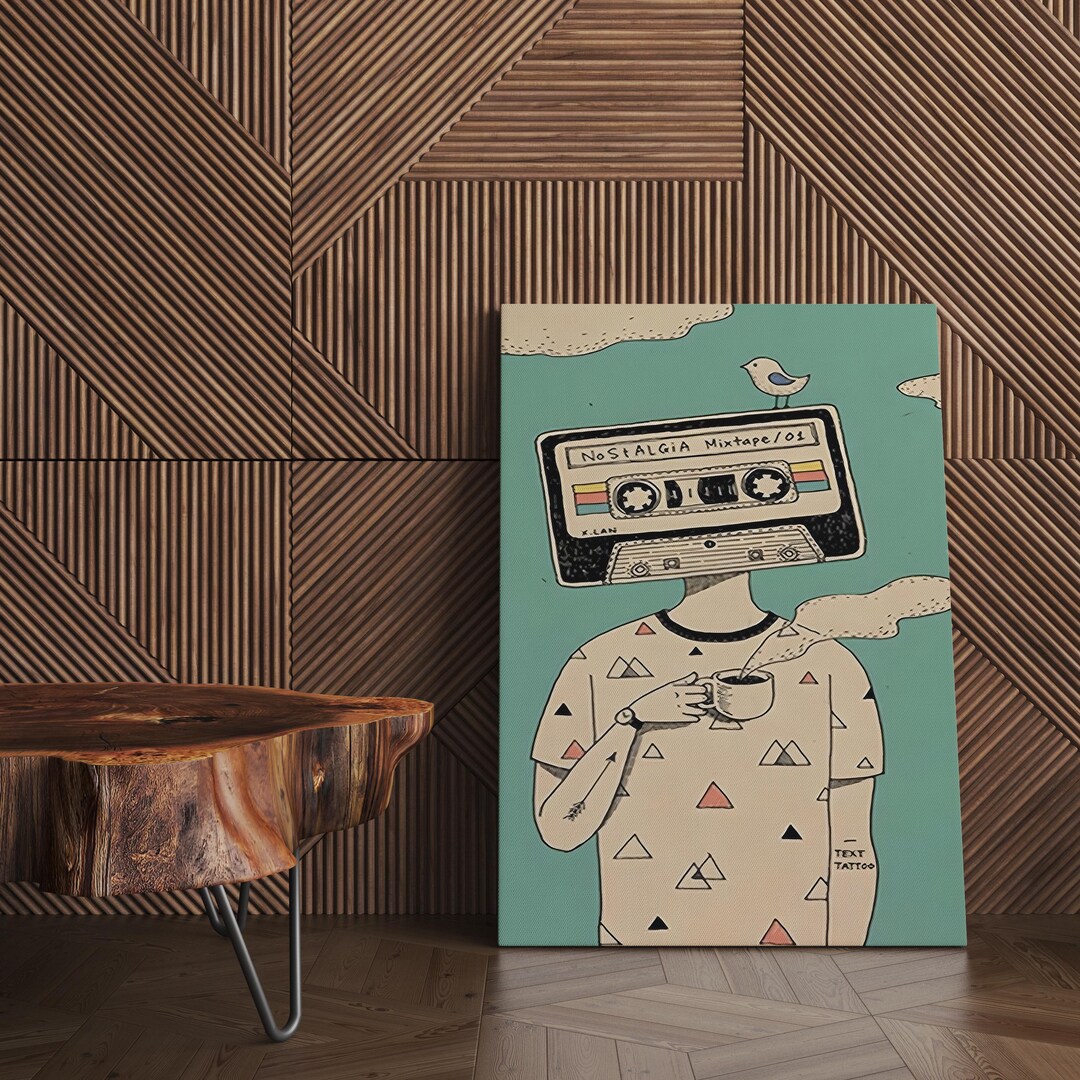 Retro Cassette Head: Creative and Fun Minimalist Art Canvas Canvas Wall ...