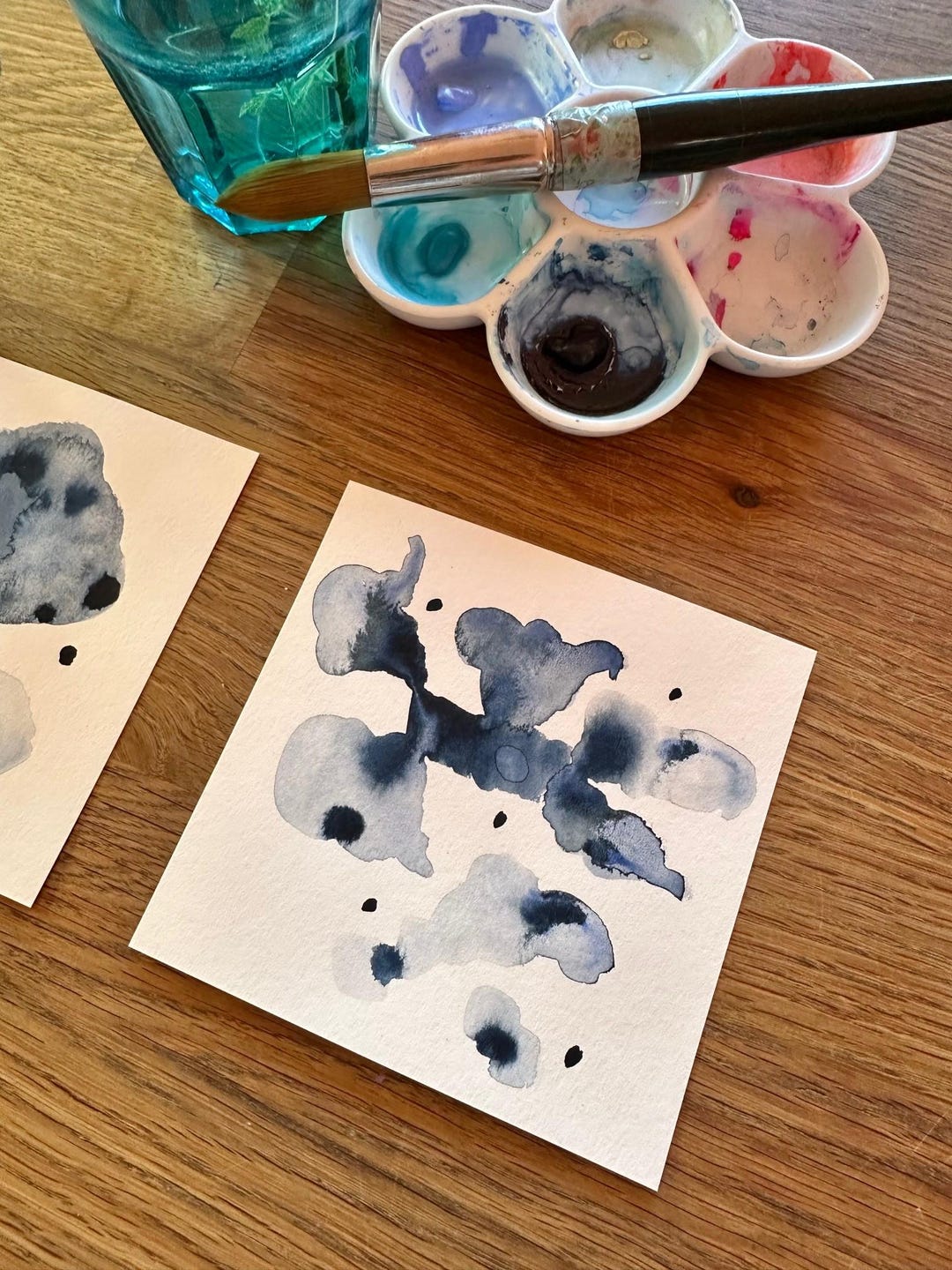 Small Meditative Abstract Watercolor – Original Minimal Painting 5x5 ...