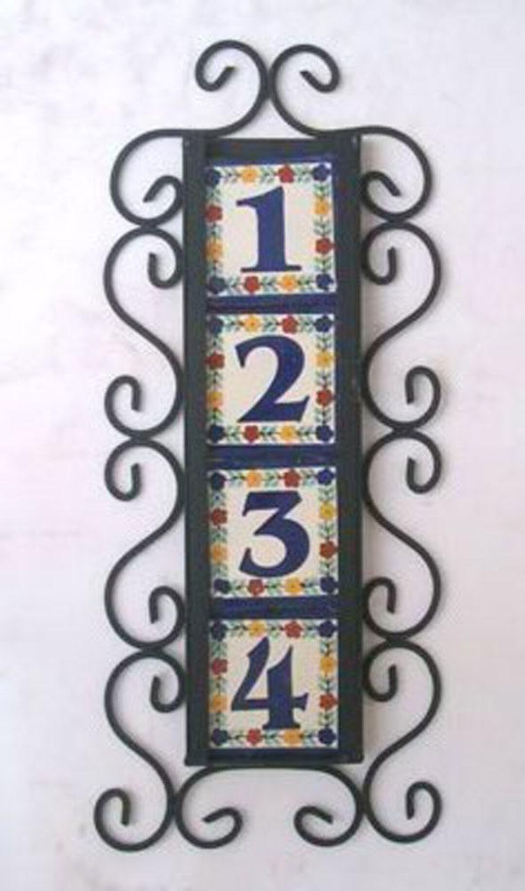 Iron Frame Vertical and 4 House Numbers 4x4 Hand Made Tile. Let Us Know ...