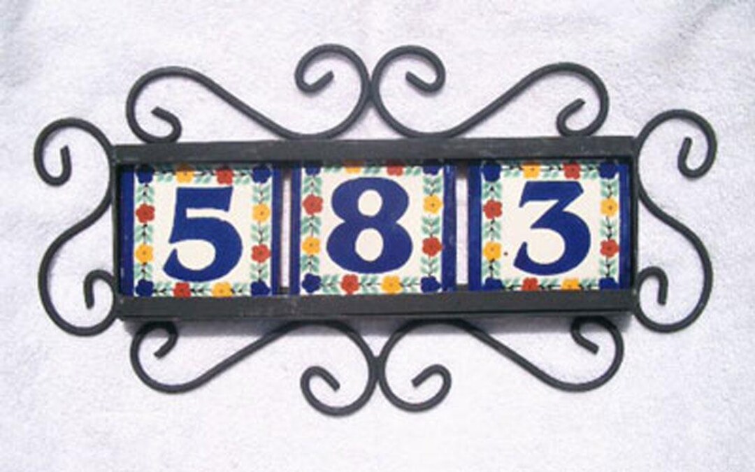 Iron Frame Horizontal and 3 House Numbers 4x4 Hand Made Tile. Let Us ...