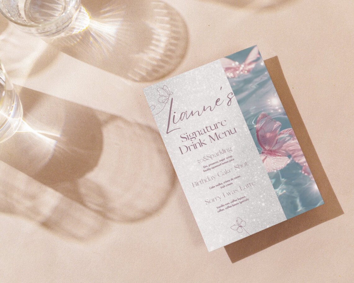 Y2K Celebration Menu, Bridal Shower Menu Template, Canva Menu Template ...
