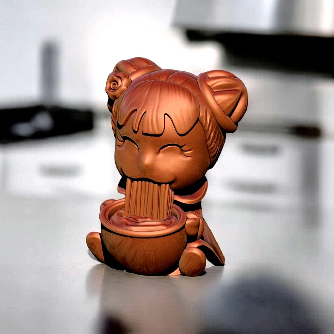 Cute Anime Girl Eating Ramen Silicone Mold, Kawaii Chibi Figure for ...