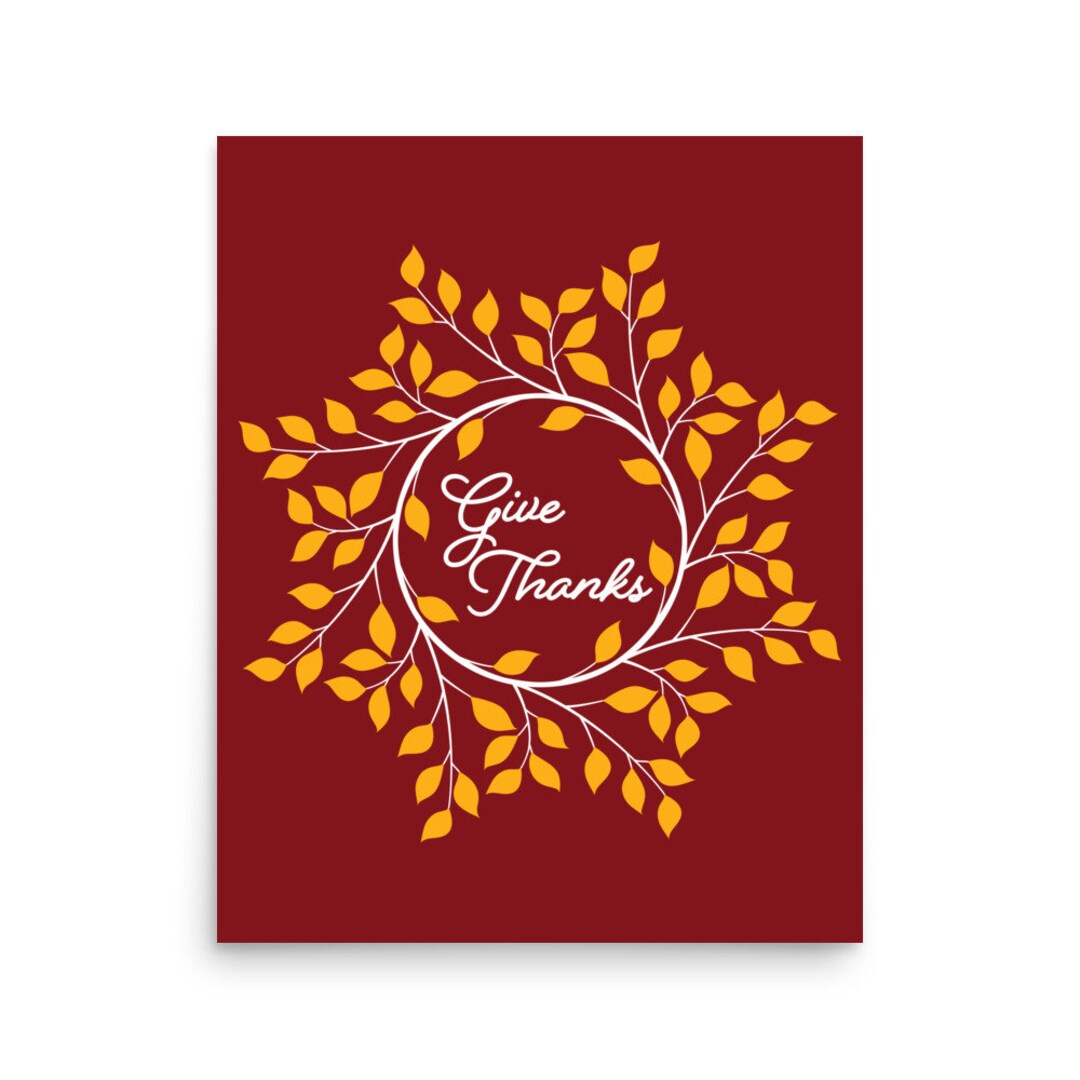 Give Thanks Wall Art Print, Thanksgiving Kitchen Decor, Autumn ...