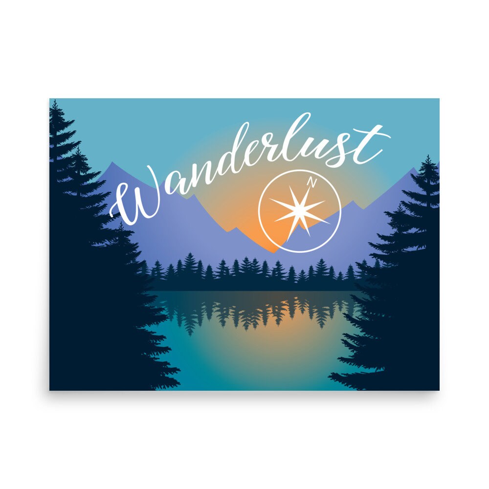 Wanderlust Motivational Poster, Adventure Awaits Inspirational Art ...