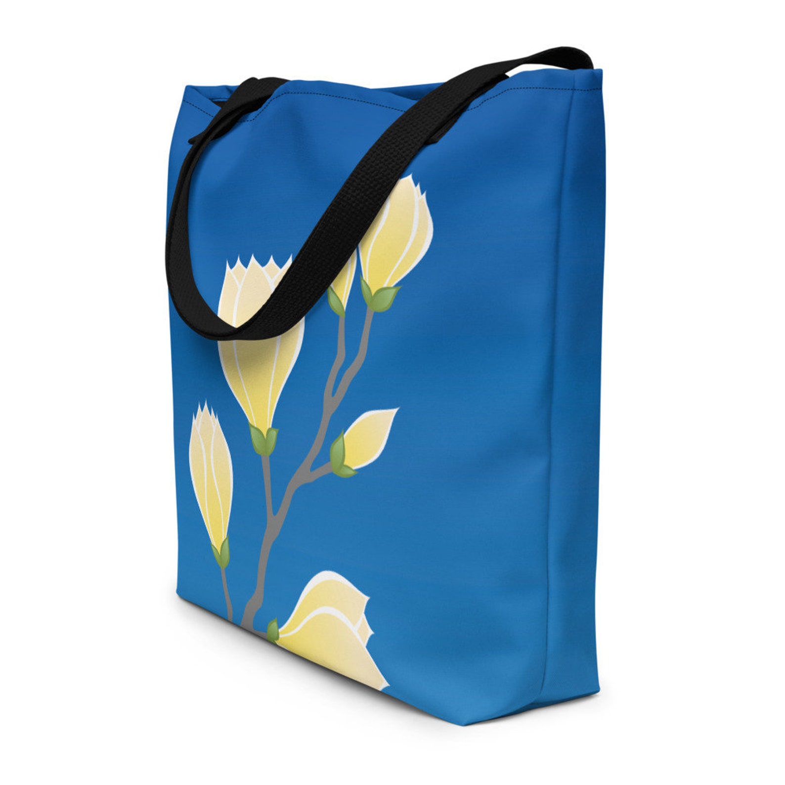 Botanical Art Magnolia Tote Bag, Flower Book Bag, Gift for Her Reusable ...