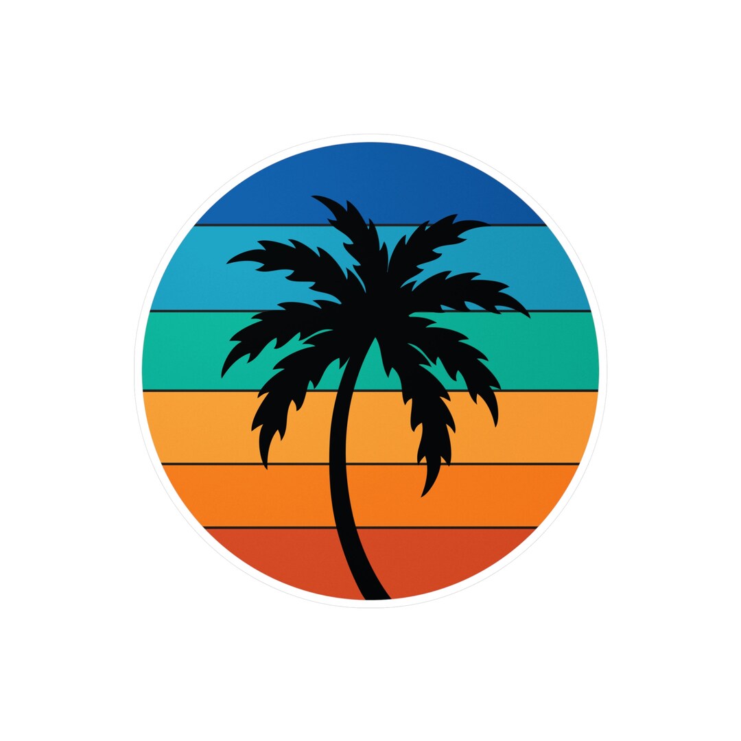 Palm Tree Vinyl Decal, Vintage Waterproof Sticker, Tropical Aesthetic ...