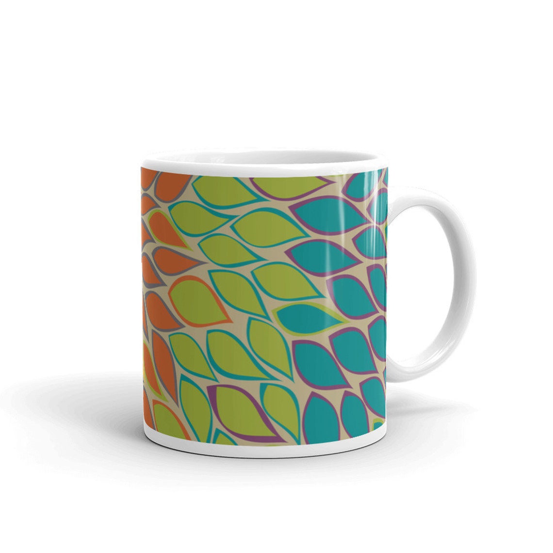 Geometric Mug Coffee Gift, Autumn Kitchen Decor, Fall Botanical Print ...