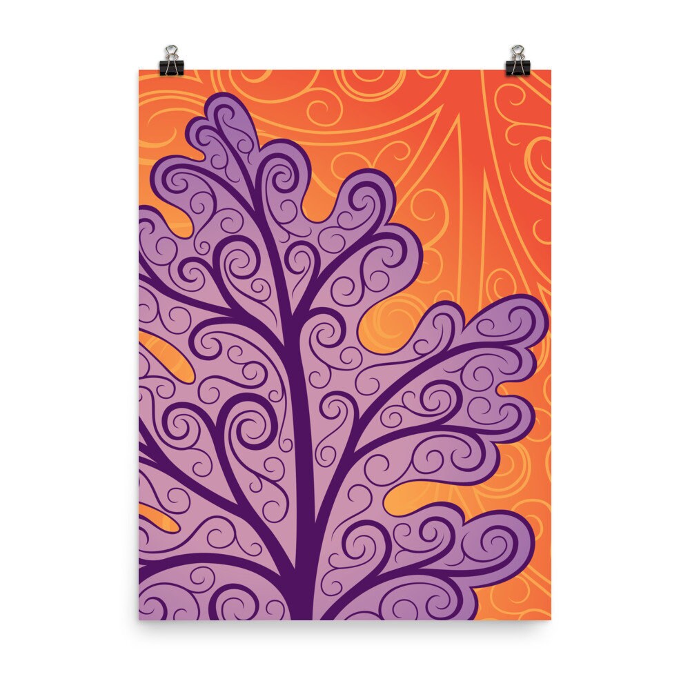 Oak Leaf Print Abstract Botanical Poster Autumn Wall Art - Etsy