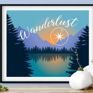 Wanderlust Motivational Poster, Adventure Awaits Inspirational Art ...