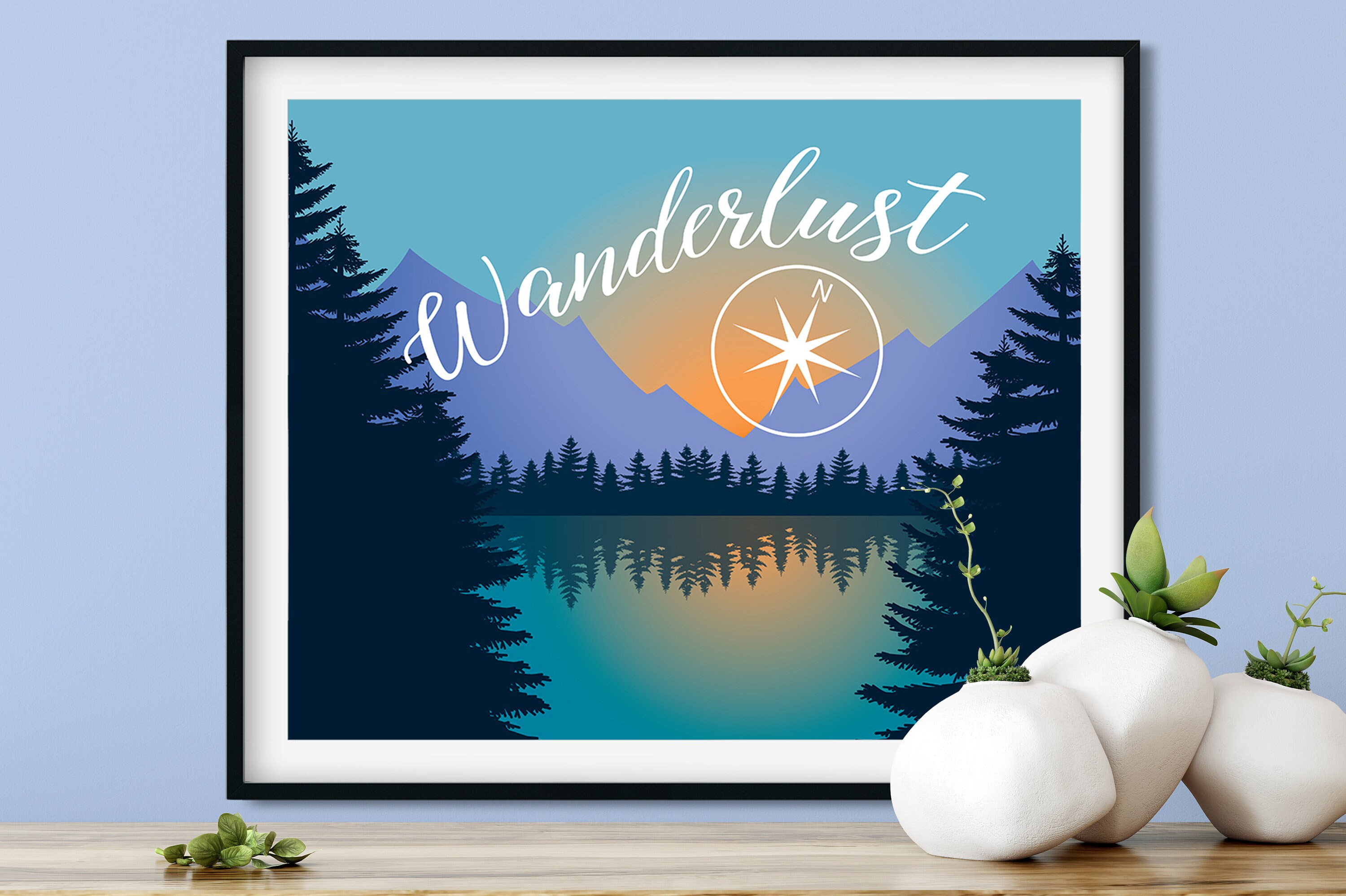 Wanderlust Motivational Poster, Adventure Awaits Inspirational Art ...