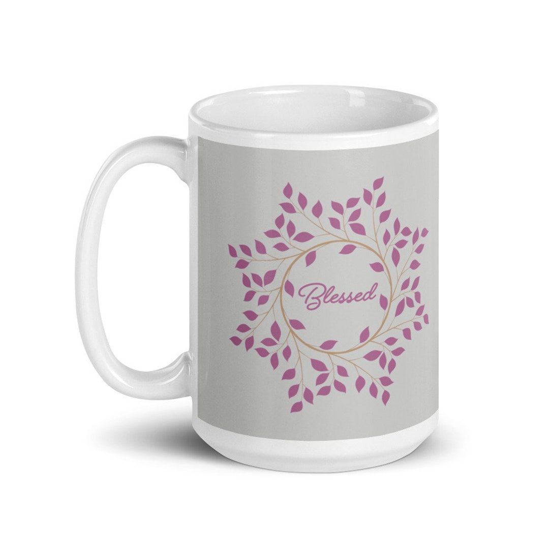Blessed Mug, Autumn Gratitude Coffee Cup, Thanksgiving Gift Ceramic Mug ...