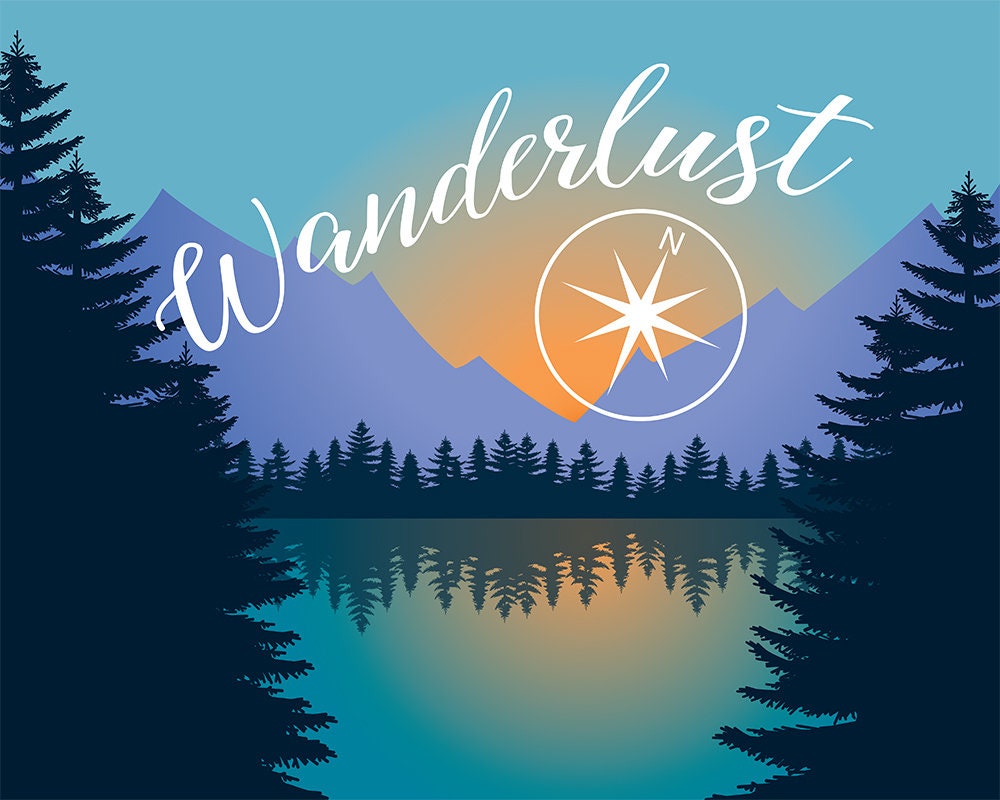 Wanderlust Motivational Poster, Adventure Awaits Inspirational Art ...