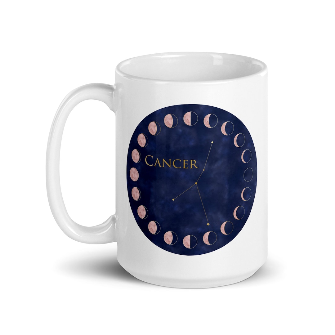 Cancer Zodiac Mug, Celestial Moon Phase Coffee Cup, Astrology Gift for ...