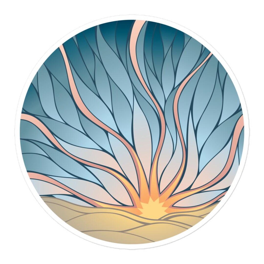 Sunrise Art Sticker, Cute Aesthetic Waterproof Decal, Vinyl Sticker for ...