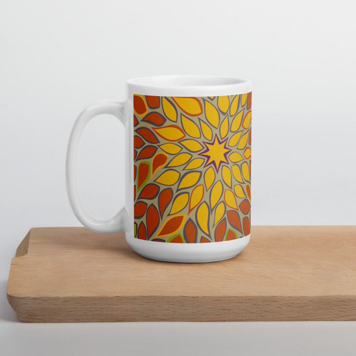 Geometric Mug Coffee Gift Autumn Kitchen Decor Fall | Etsy