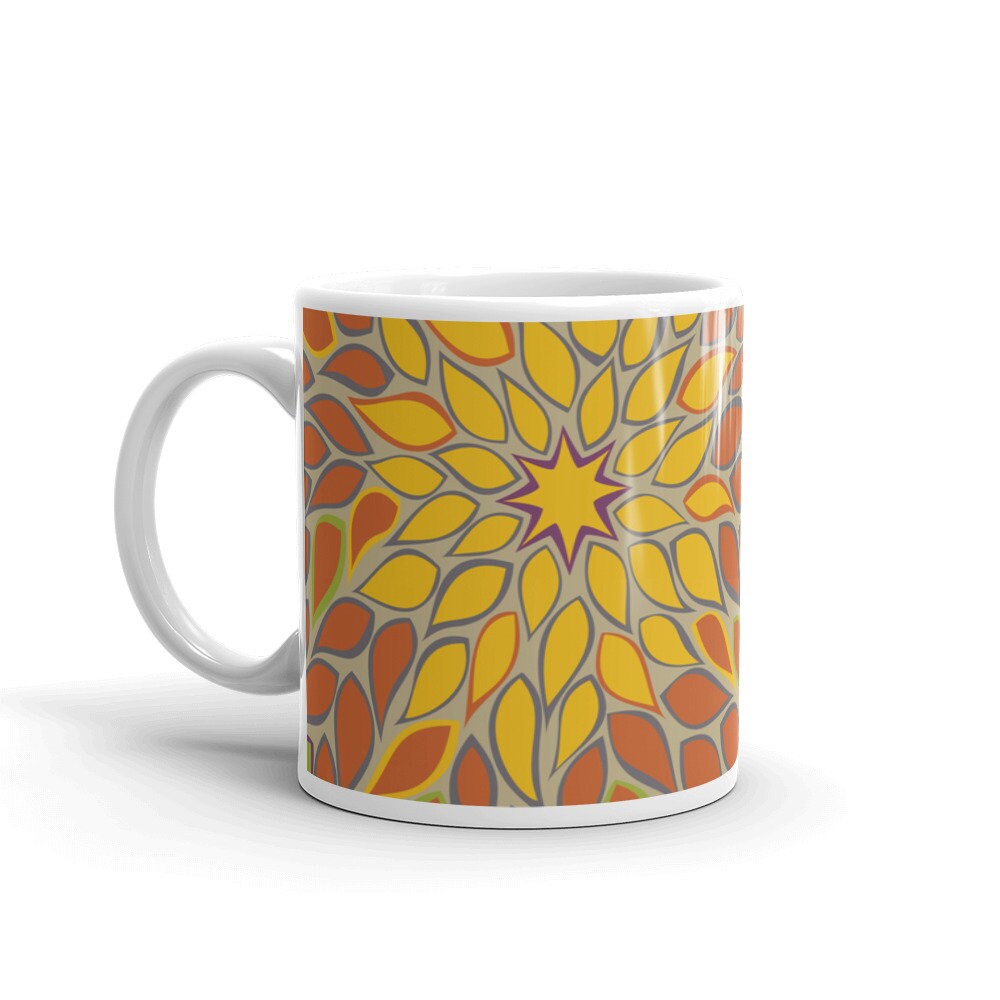 Geometric Mug Coffee Gift, Autumn Kitchen Decor, Fall Botanical Print ...