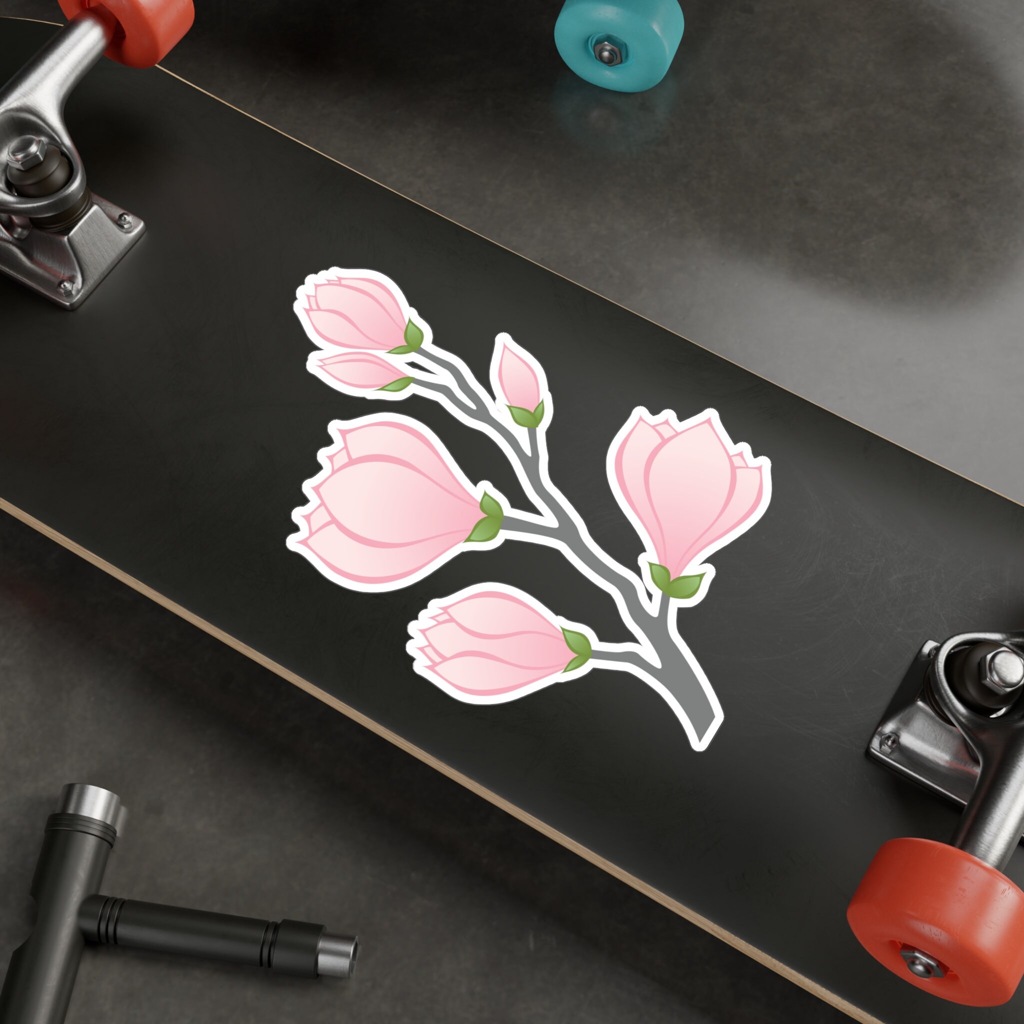 Pink Magnolia Vinyl Decals, Pretty Flower Blossom Sticker for ...