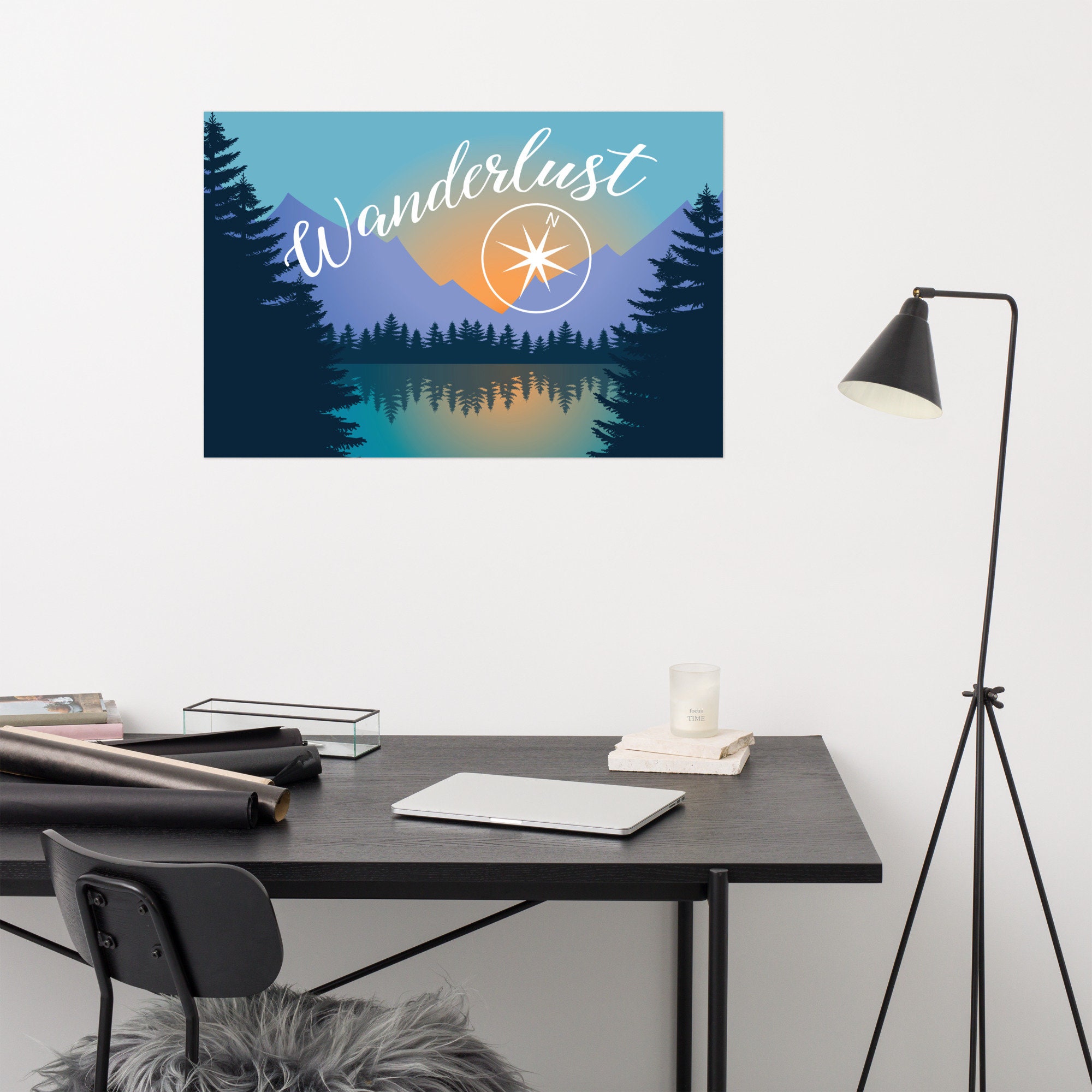 Wanderlust Motivational Poster, Adventure Awaits Inspirational Art ...