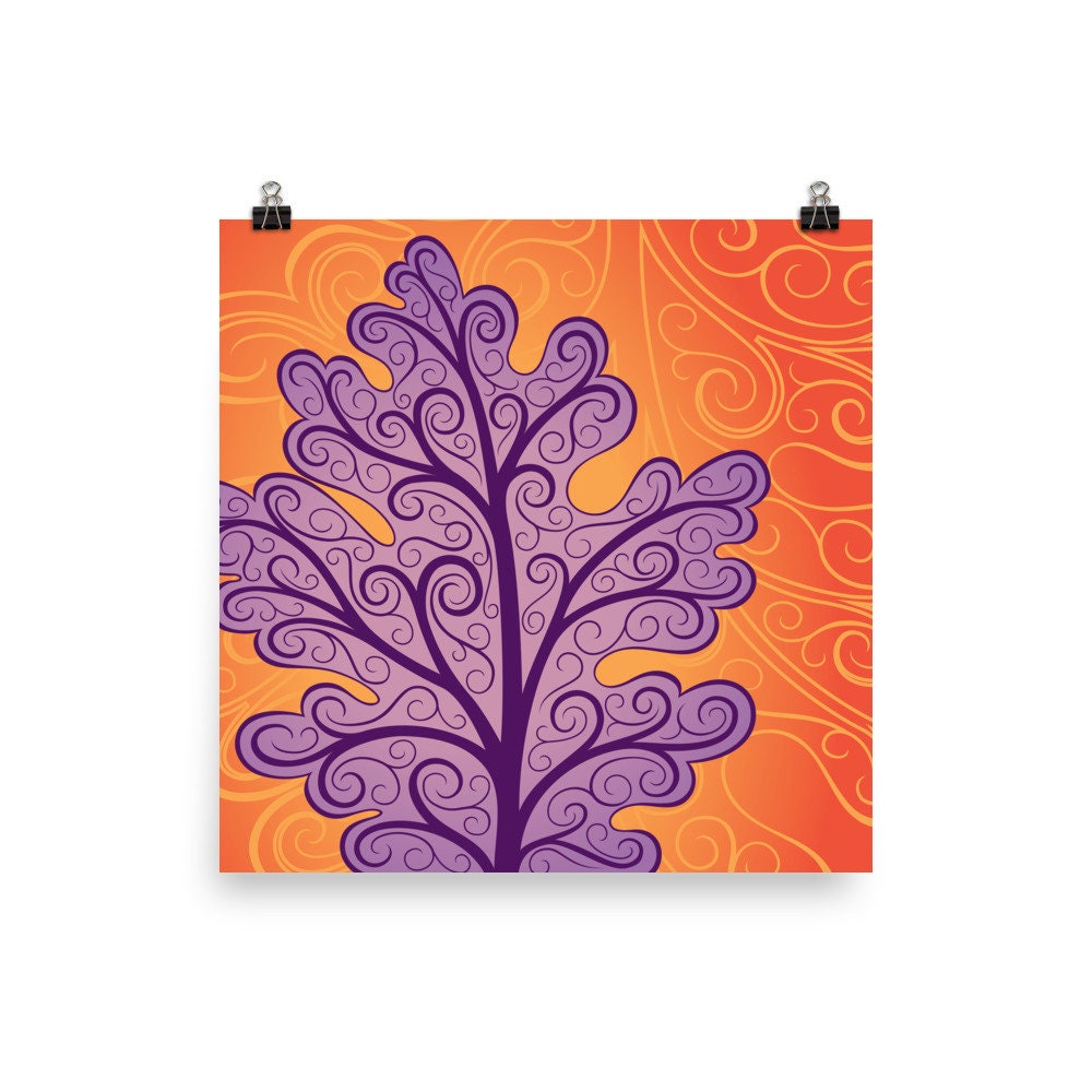 Oak Leaf Print Abstract Botanical Poster Autumn Wall Art - Etsy